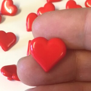10 Red Heart Buttons, Heart Buttons, Red Buttons, 15mm Heart Buttons ...