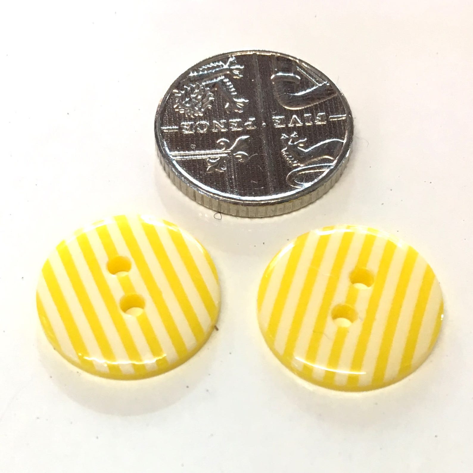 10, Yellow Stripe Buttons, Yellow Stripy Buttons, 15mm Yellow Buttons ...