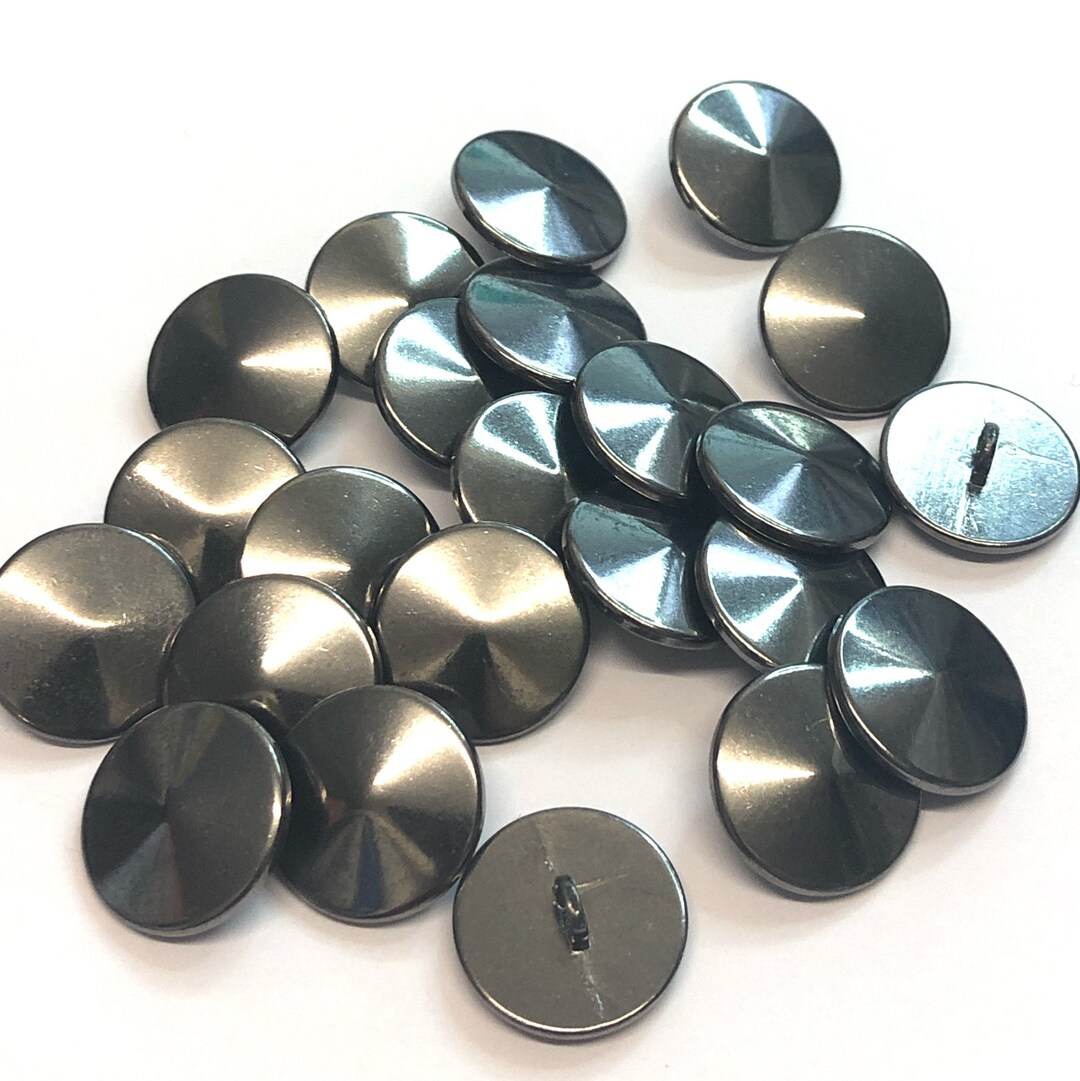 6 Pewter Metal Pointed Buttons With a Rear Loop. Black Metal Buttons ...