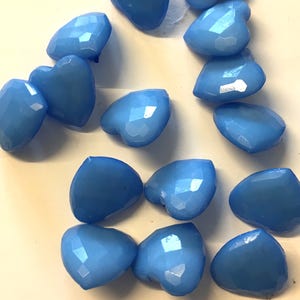 10 Blue Heart Buttons, Faceted Heart Buttons, Blue Buttons, 14mm Heart ...