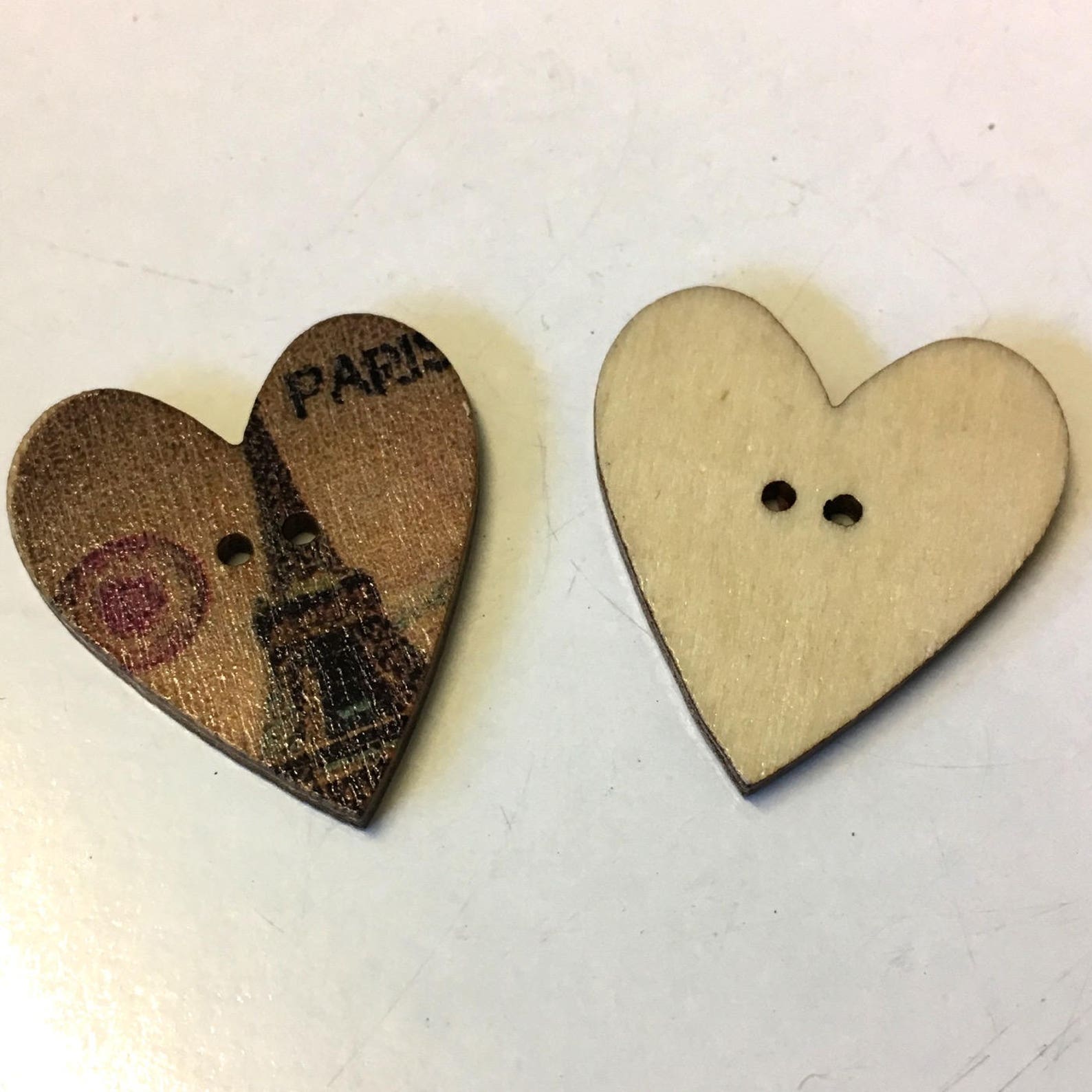 10 X Heart Shaped Wooden Buttons Heart Buttons Wood Buttons | Etsy