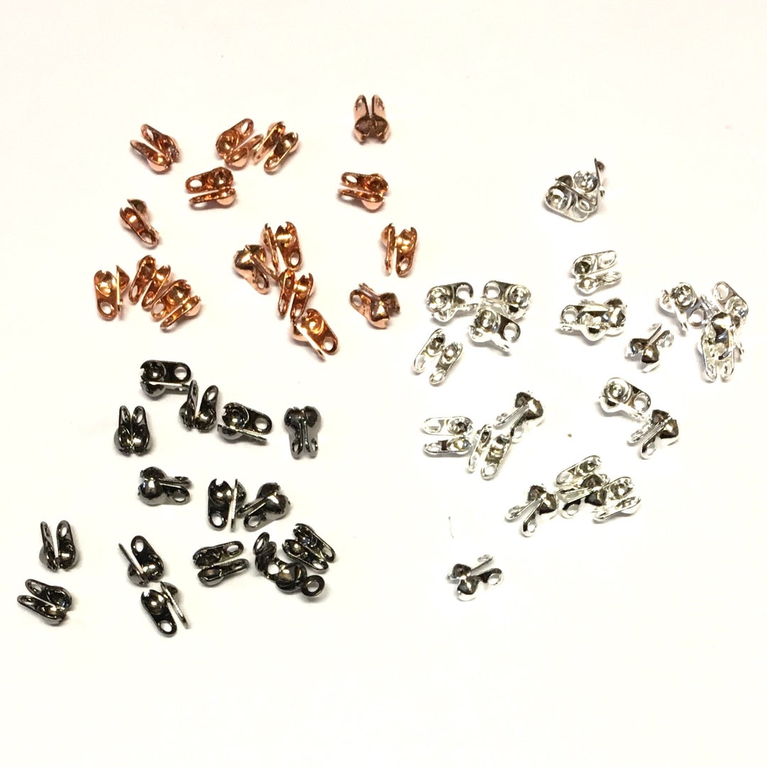 50, 6mm Rose Gold, Gunmetal, Silver Clam Shell Style Crimps, 2.4mm ...