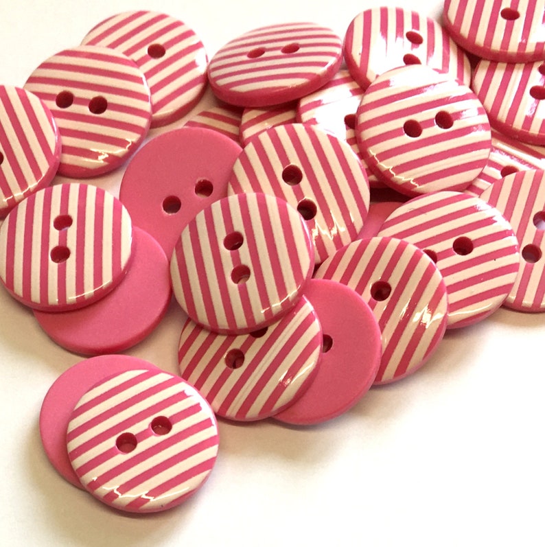 10 Pink Stripe Buttons Pink Stripy Buttons 15mm Pink - Etsy