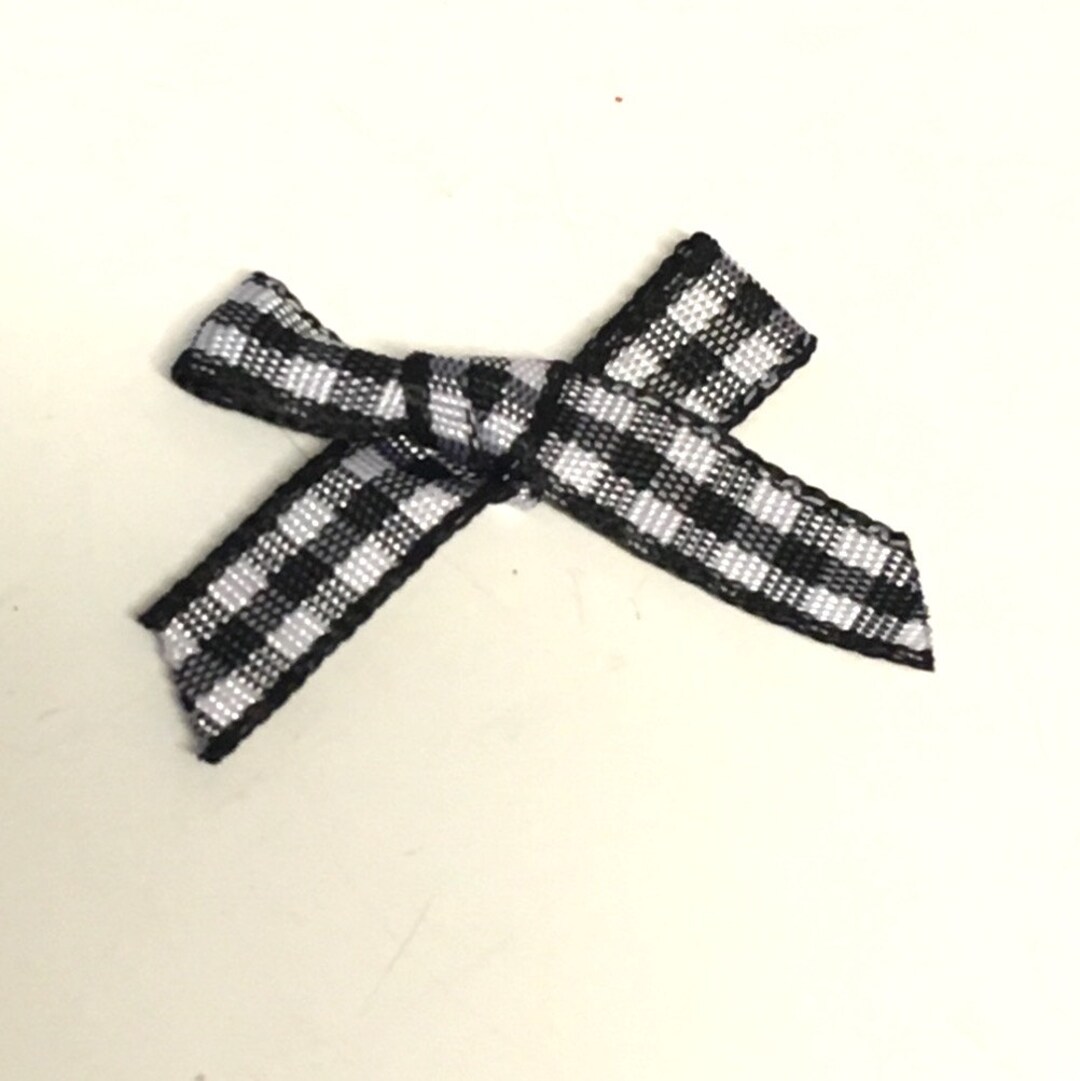 10, Black Gingham Bows, Black Check Bows, Black Plaid Bows, Cardmaking ...