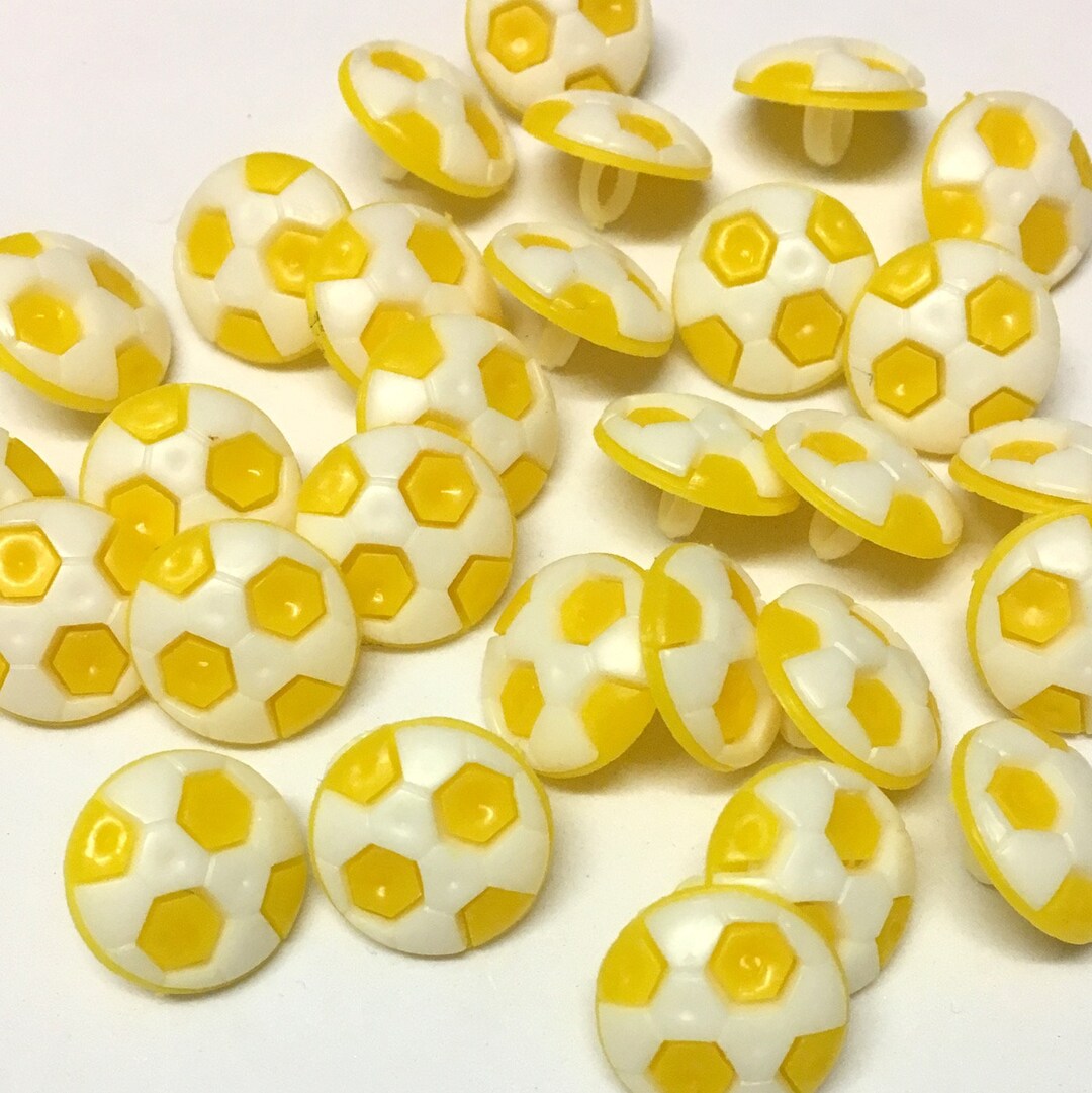 10, Football Buttons, Yellow Football Buttons, Novelty Buttons, 16mm ...