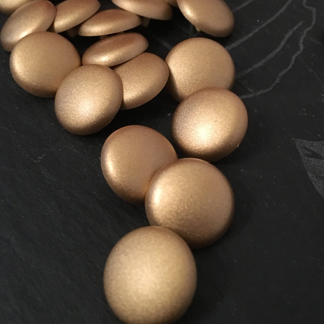 10 X Gold Buttons, Metallic Gold Buttons, 16mm Round Buttons, Plastic ...
