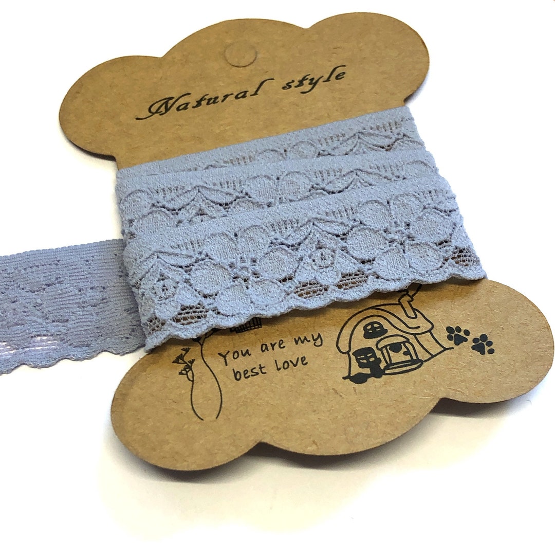 5M, Lilac Stretch Lace Elastic, Wide Lilac Elastic Lace, 23mm Elastic ...