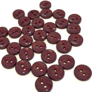 10 Pcs Burgundy Patterned Buttons: Small Maroon Sewing Buttons (11.5mm ...