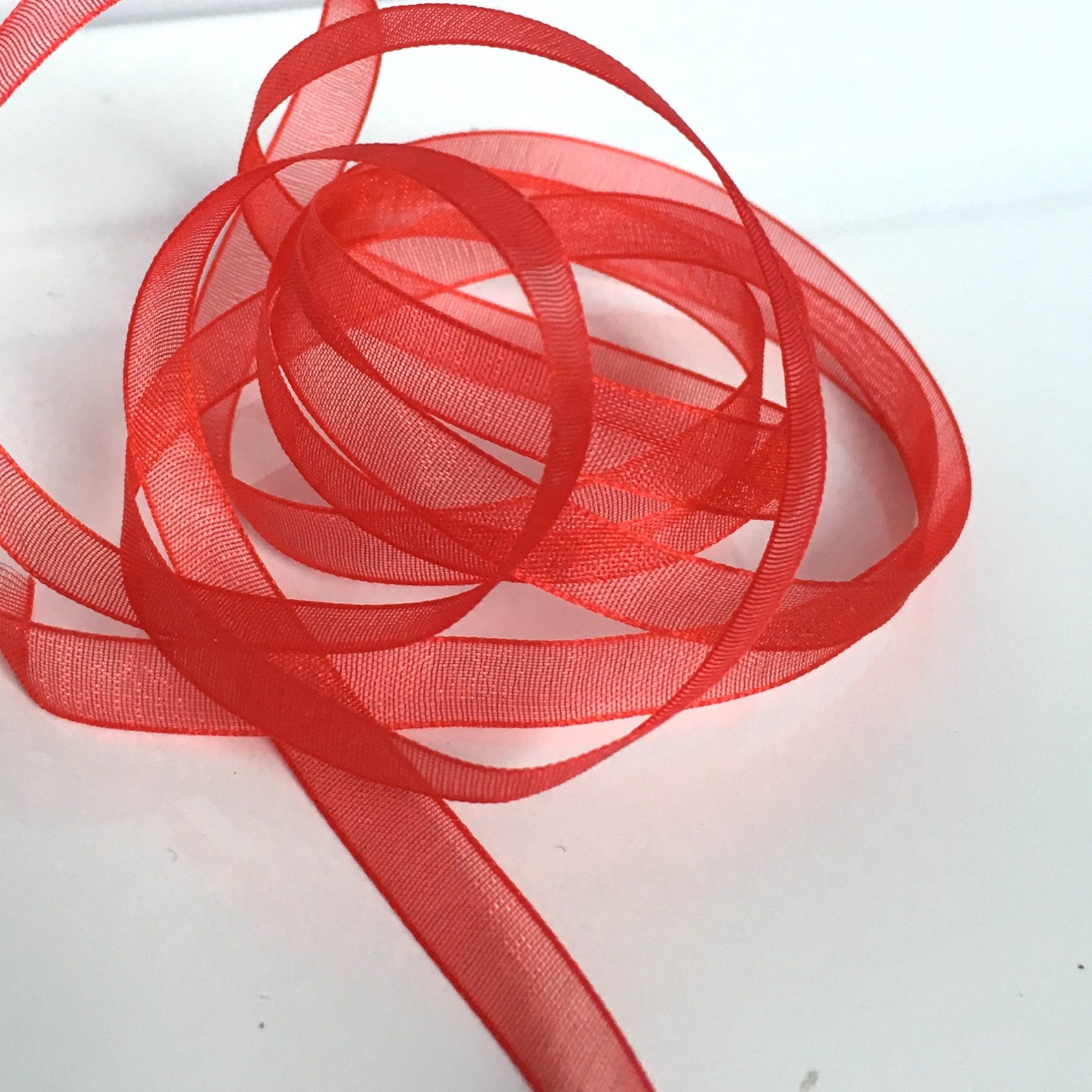 5M Red Organza Ribbon Red Ribbon Red Ribbon 7mm Ribbon - Etsy