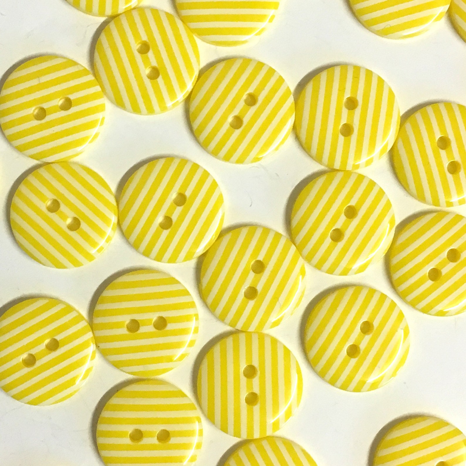 10, Yellow Stripe Buttons, Yellow Stripy Buttons, 15mm Yellow Buttons ...