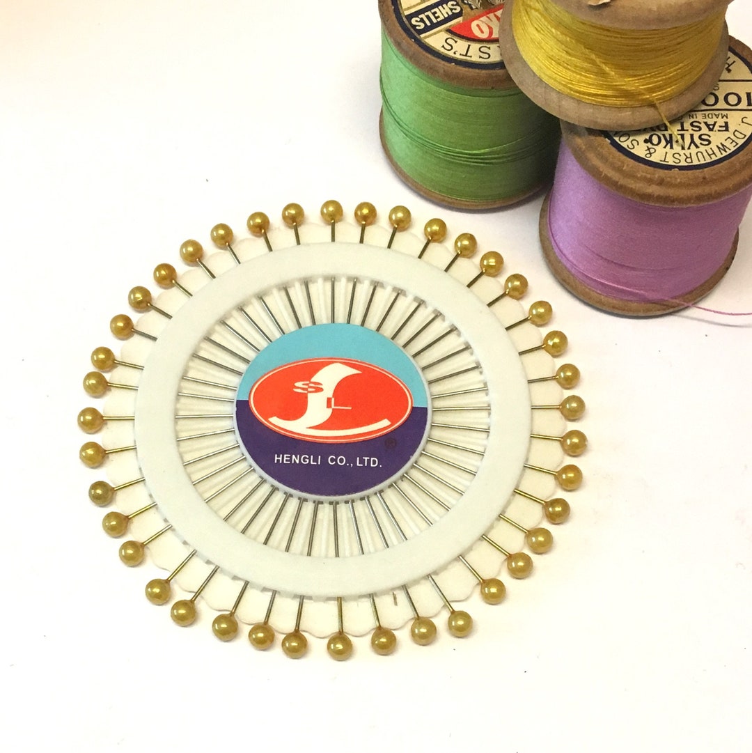 1 X Rondelle of 40 Gold Colour Round Head Pins for Dressmaking, 3.8cm ...