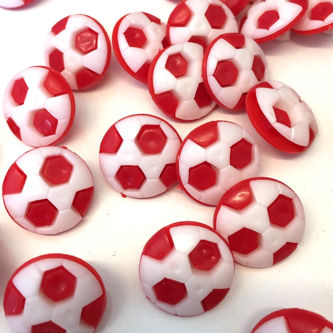 10, Football Buttons, Red Football Buttons, Novelty Buttons, 16mm ...