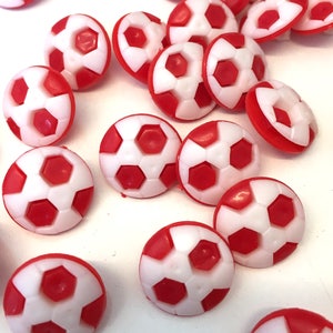 10, Football Buttons, Red Football Buttons, Novelty Buttons, 16mm ...