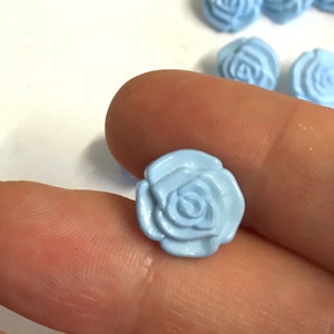10 Blue Rose Buttons, Blue Flower Buttons, Blue Buttons, Blue Shank ...