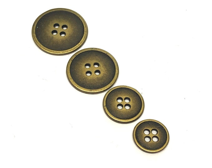 6 X Domed Aged Bronze Metal Suit Buttons, Metal Coat Buttons, Metal ...