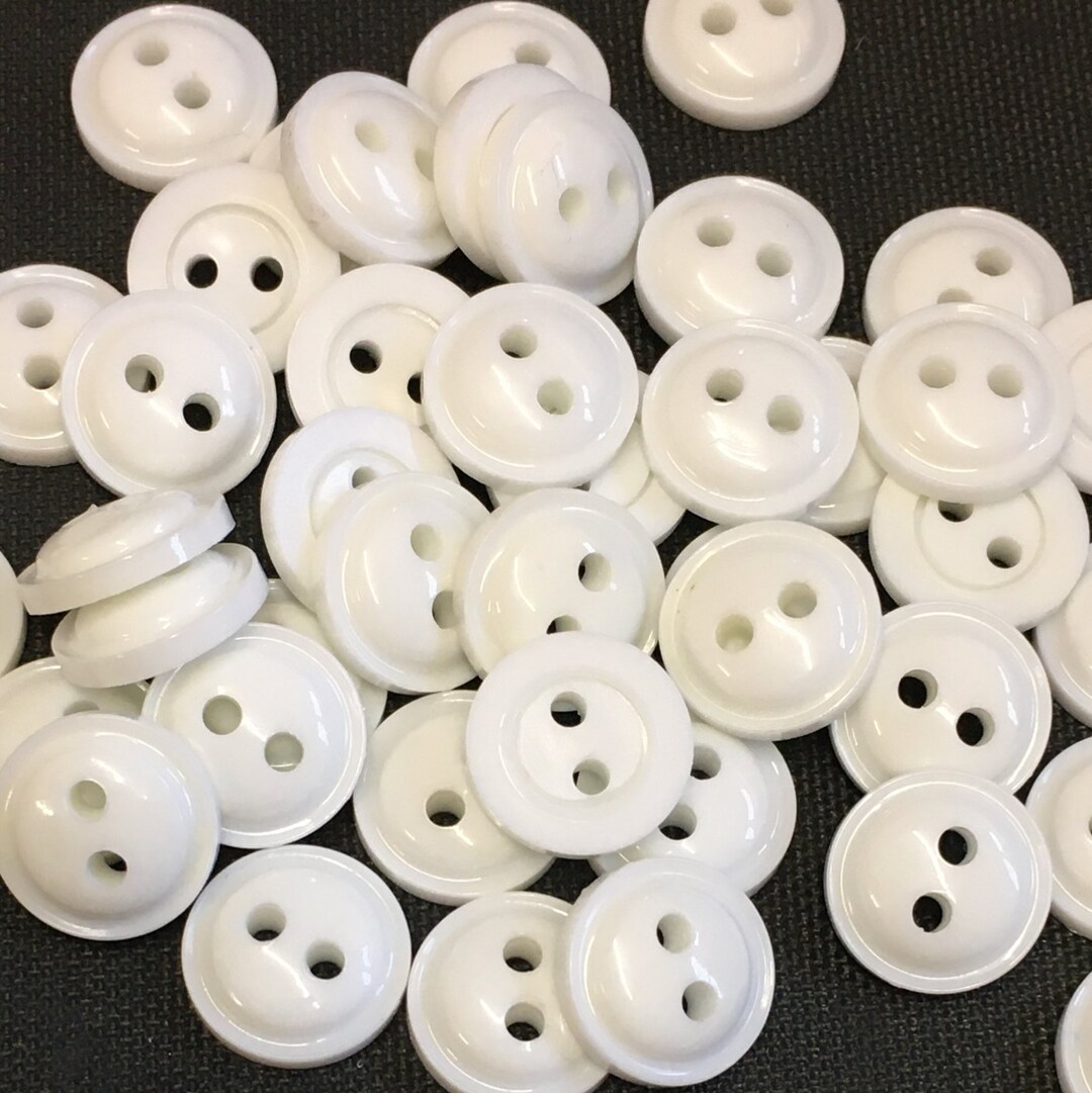 20, White Domed Buttons, Small White Buttons, 11.5mm Buttons, Small ...