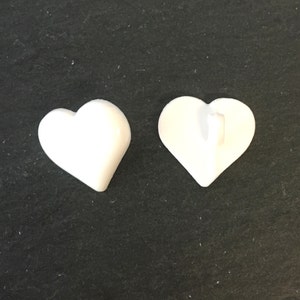 10 White Heart Buttons, Heart Buttons, White Buttons, 15mm Heart ...