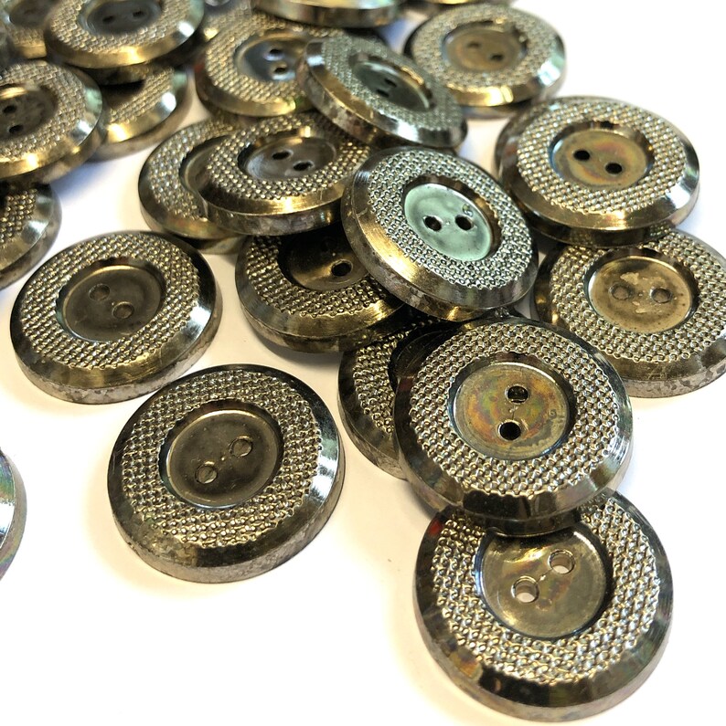 10 23mm 36L Aged Silver Metallic Buttons Patterned Plastic - Etsy
