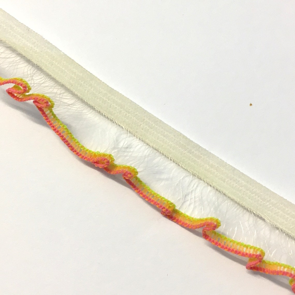 5M, 17mm Fine Fringe Elastic, White Elastic With Coloured Edge ...