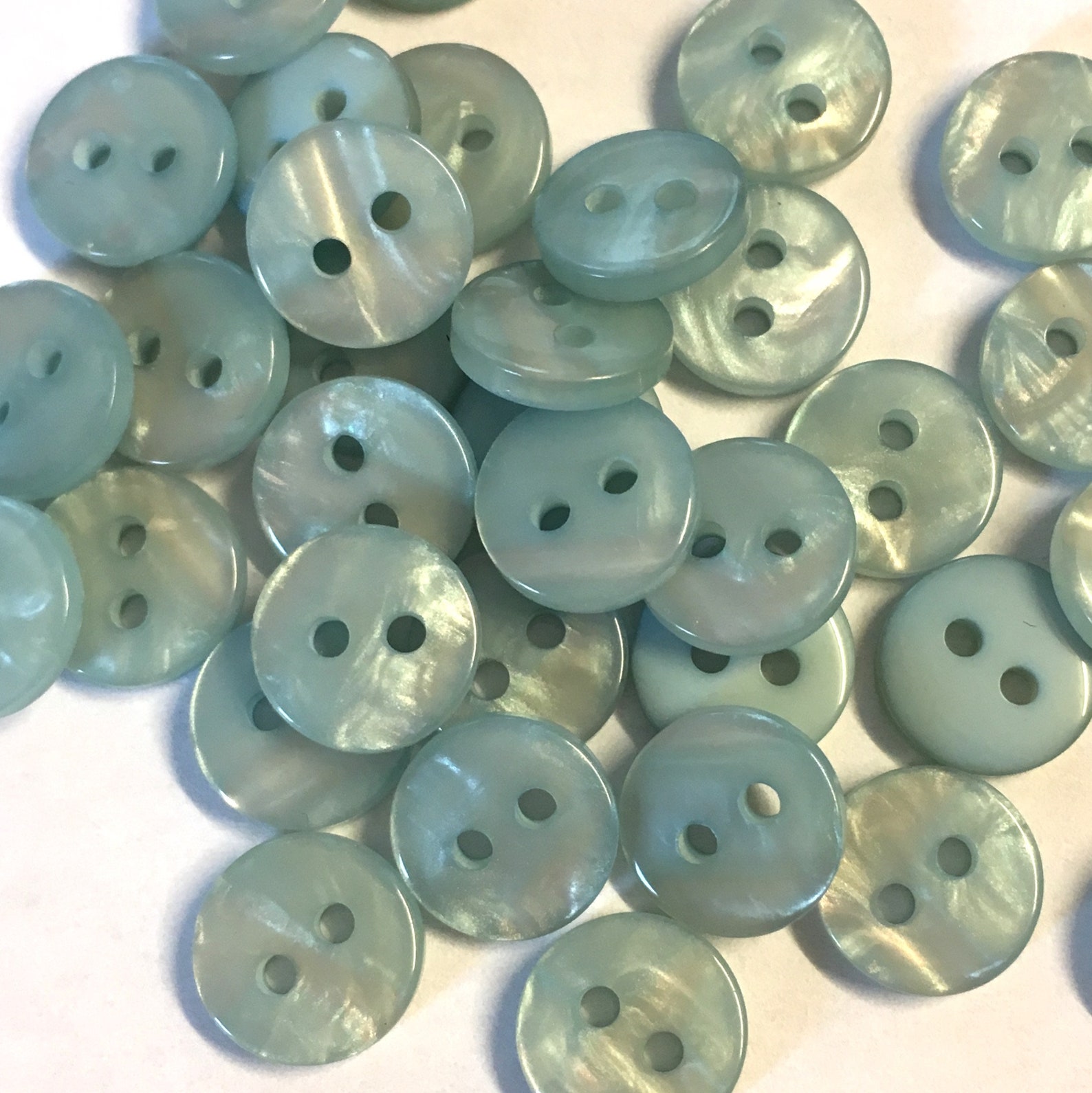 20 Dusky Blue Buttons Small Blue Buttons Blue Opalescent - Etsy