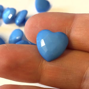 10 Blue Heart Buttons, Faceted Heart Buttons, Blue Buttons, 14mm Heart ...