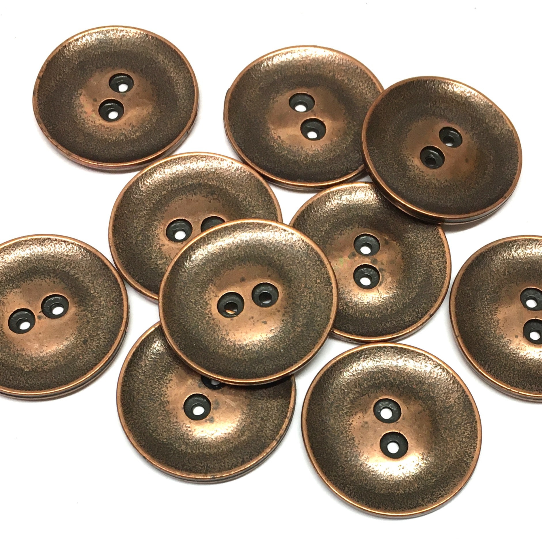 2 32mm Large Round Metal Buttons With Two Holes Bronze Metal - Etsy ...