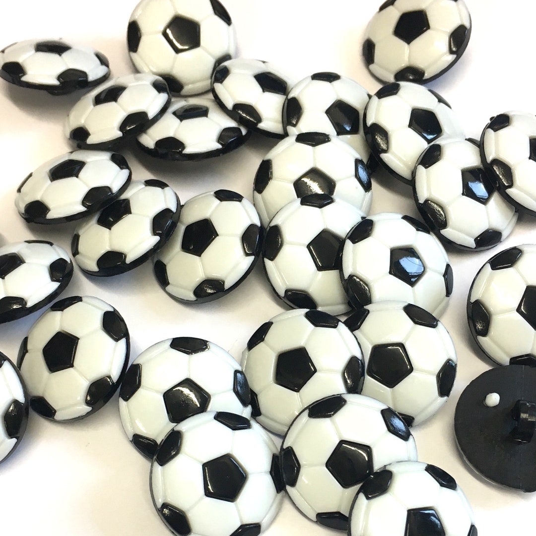 10 X 18mm Black and White Football Buttons With a Rear Shank, Soccer ...