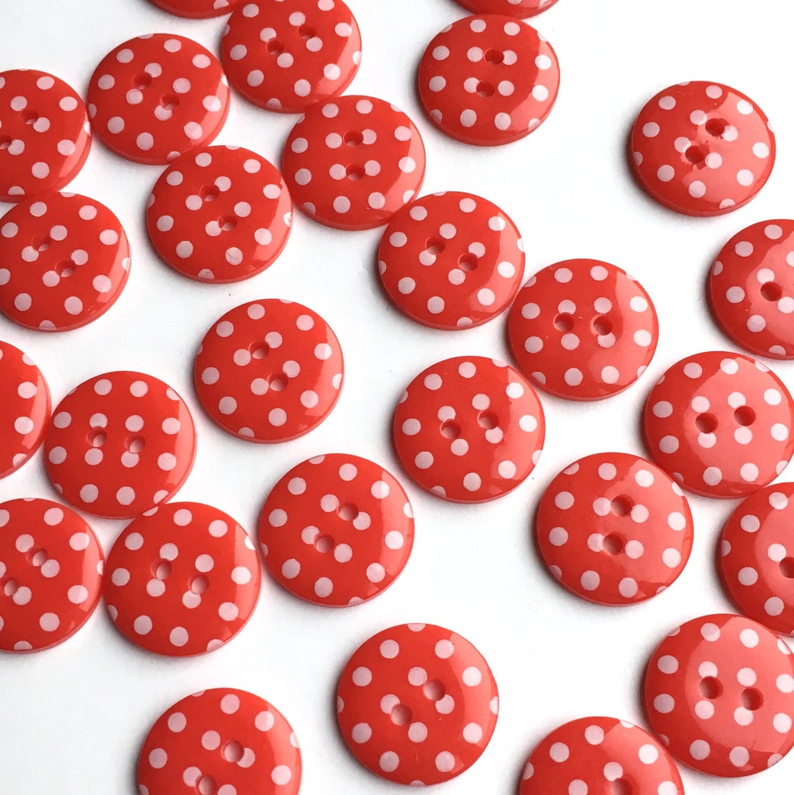 10 Red Spotty Buttons Red Dotty Buttons Red Polka Dot | Etsy