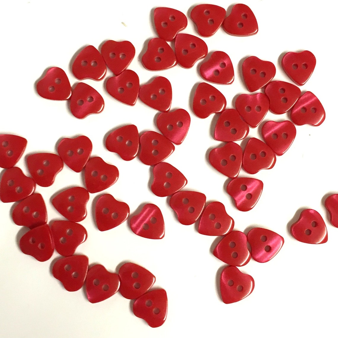 10 red heart buttons heart shaped buttons tiny buttons | Etsy