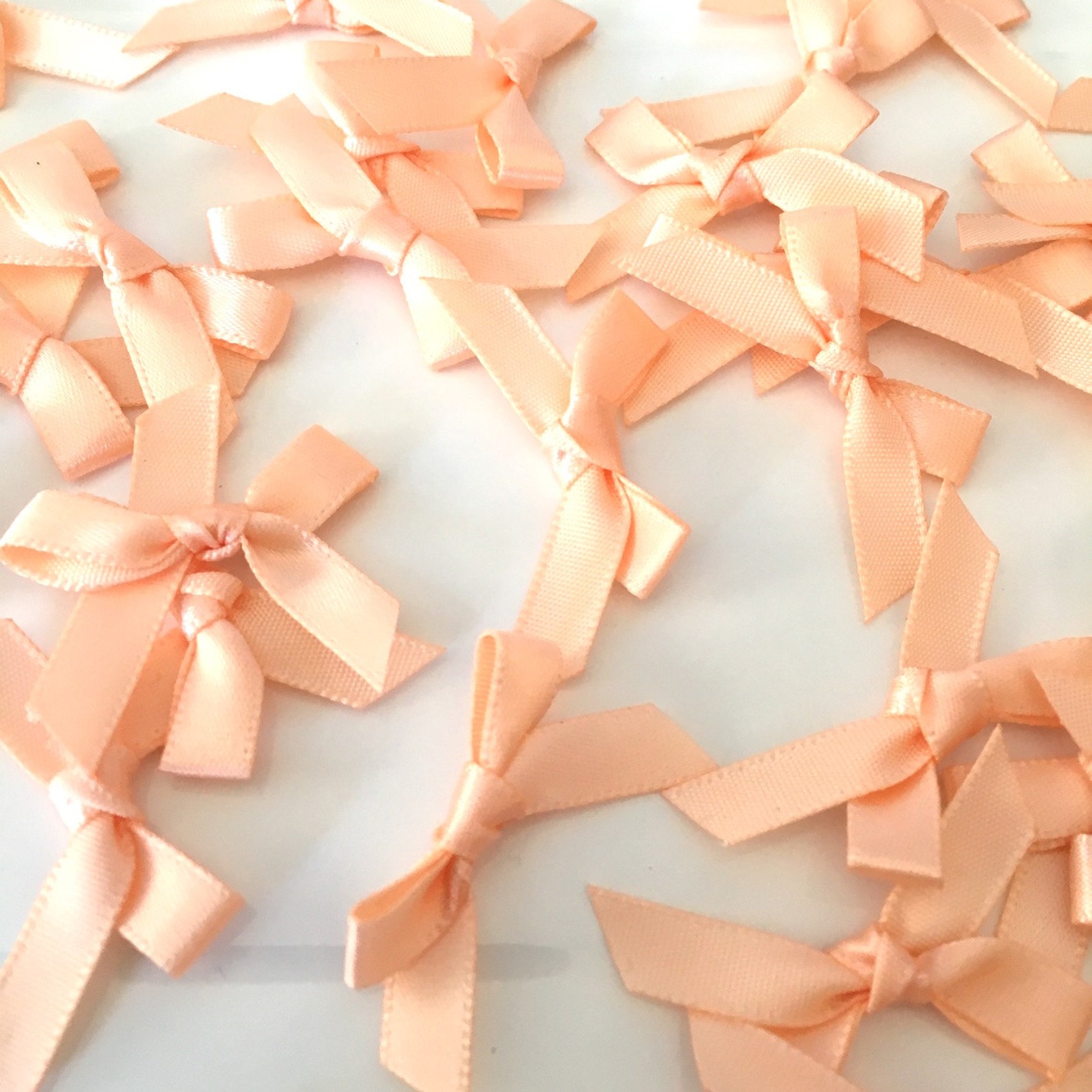 20 Satin Ribbon Bows Peach Ribbon Bows Peach Satin Bows - Etsy