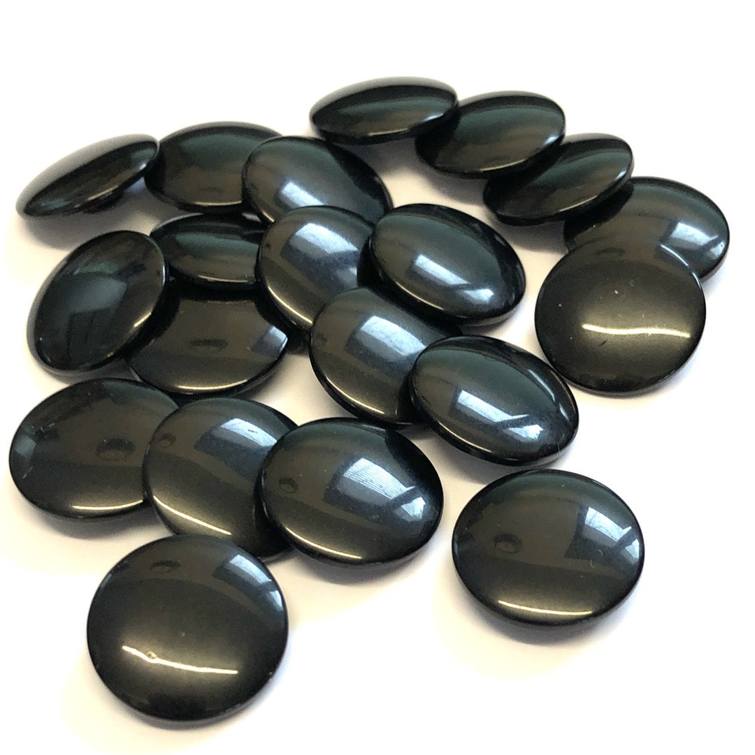 10 botones negros de 18 mm (28L), botones negros brillantes, botones ...