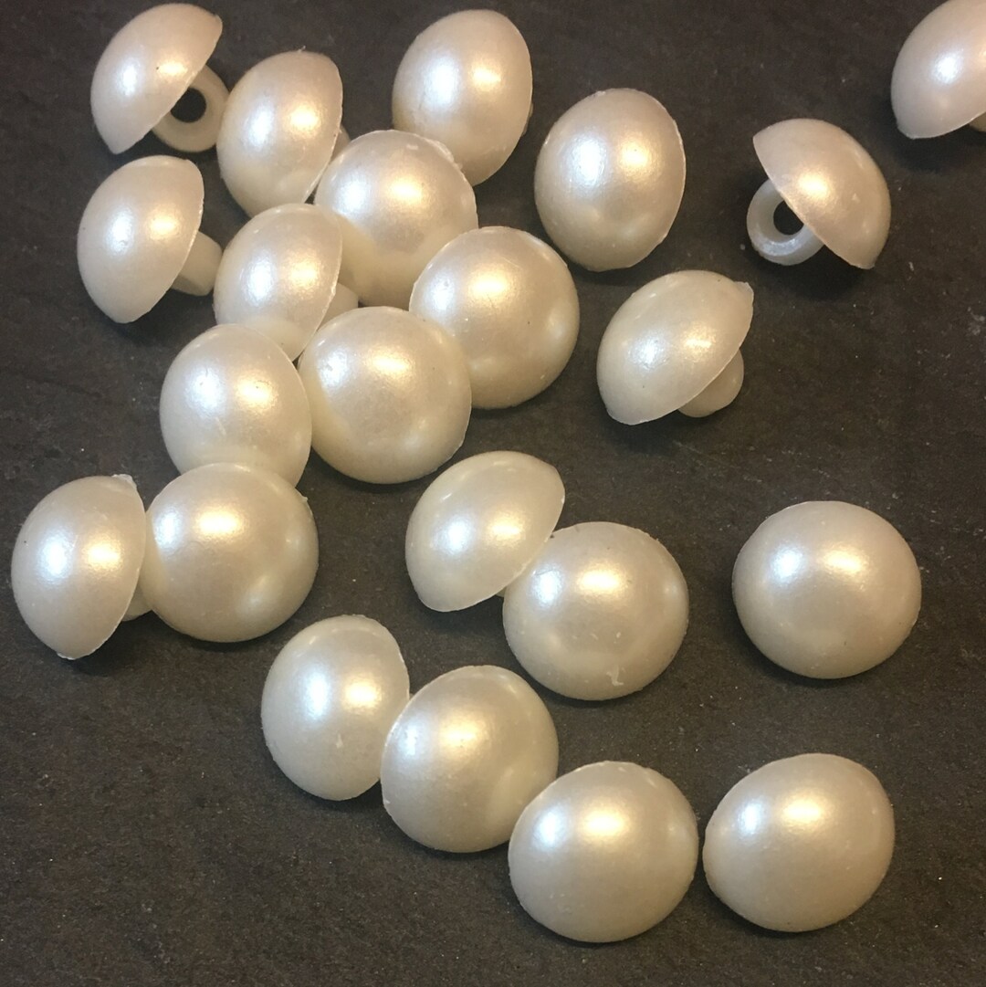 10, Ivory Pearl Buttons, 11mm Round Buttons, Wedding Buttons, Resin ...