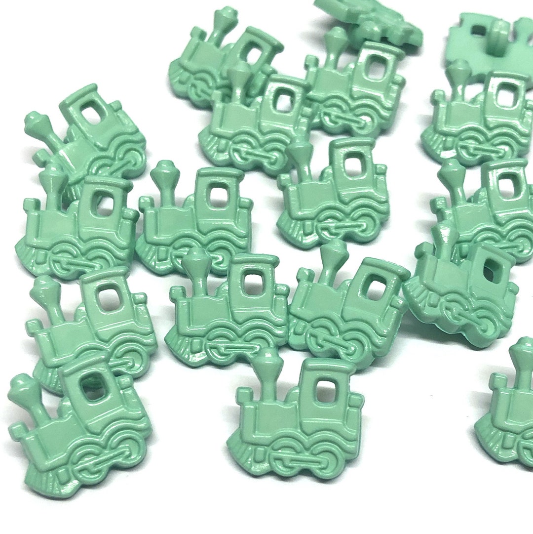 10, Green Train Buttons, Steam Train Buttons, Baby Buttons, Locomotive ...