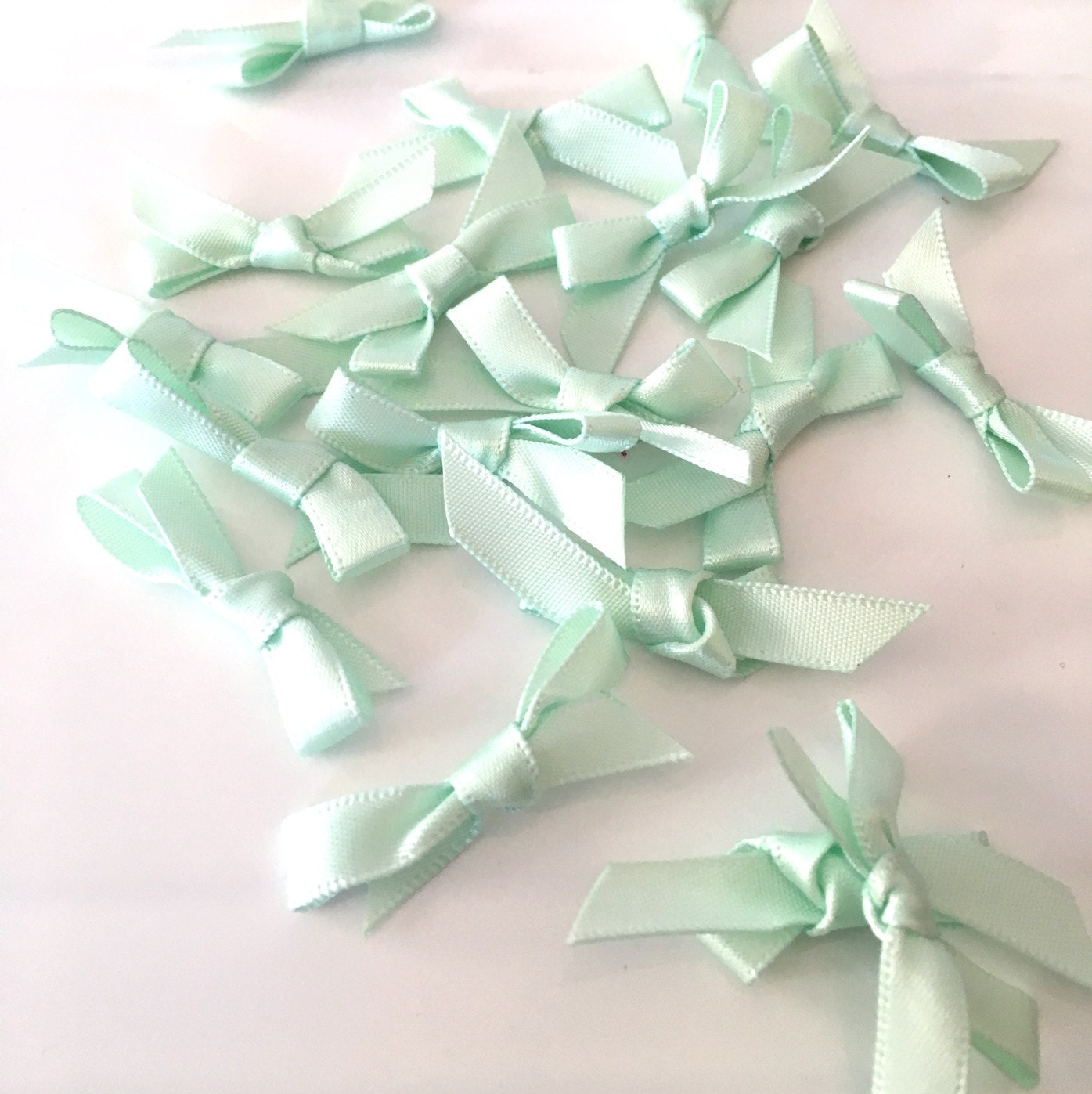 20 satin ribbon bows green ribbon bows mint ribbon bows | Etsy