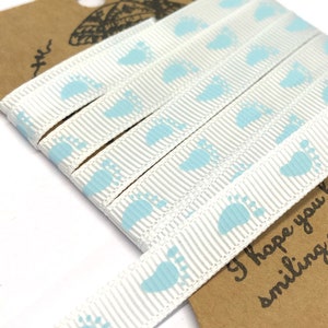 5M, White Baby Ribbon, Pink Baby Feet Ribbon, Blue Baby Feet Ribbon ...