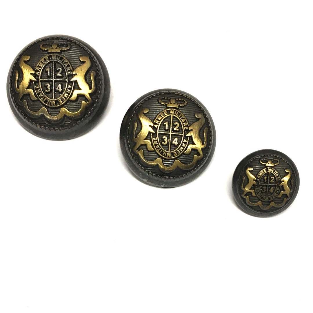 6 X Heavy Dark Bronze Metal Coat of Arms Buttons, Crest Buttons, Metal ...