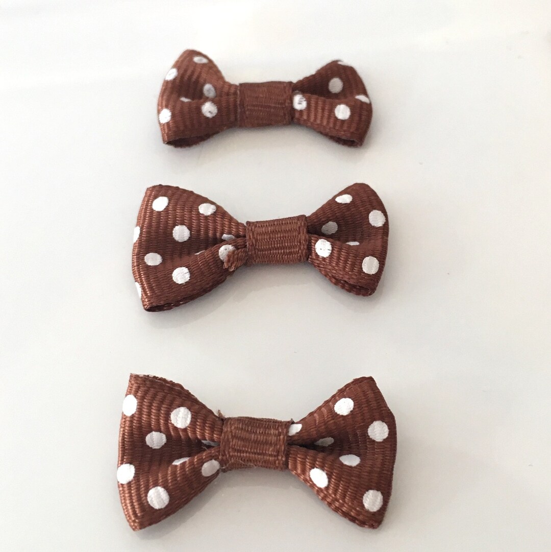 10, Brown Spotty Bows, Brown Dotty Bows, Brown Bows, Grosgrain Ribbon ...