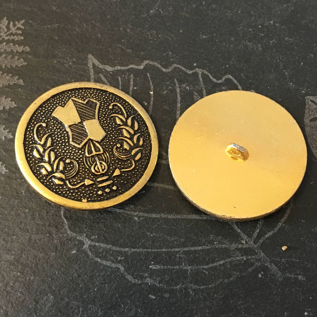 5 Gold Decorative Metal Buttons: Vintage Blazer Buttons (38mm) - Etsy