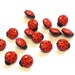 10 X Small Red and Black Ladybird Buttons With a Rear Shank, Novelty ...