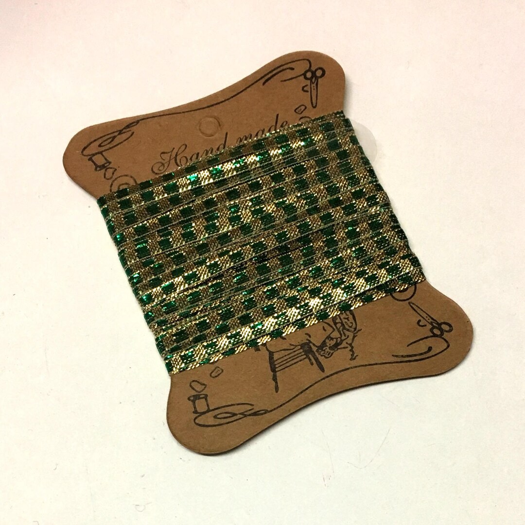 10 Metres Green and Gold Lurex Ribbon, 3mm Lurex Ribbon, Green Lurex ...