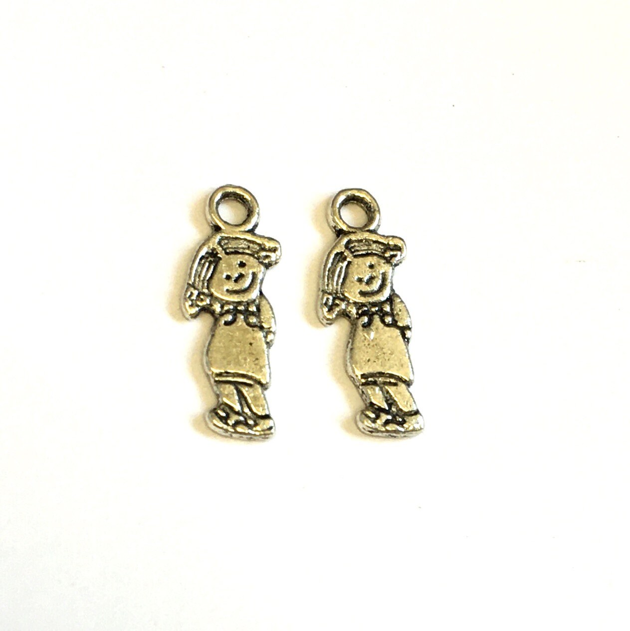 10 girl charms metal charms metal gir charms silver | Etsy