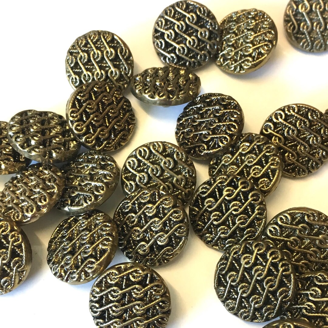 10, Bronze/aged Gold Buttons, Decorative Buttons, Plastic Buttons, 18mm ...