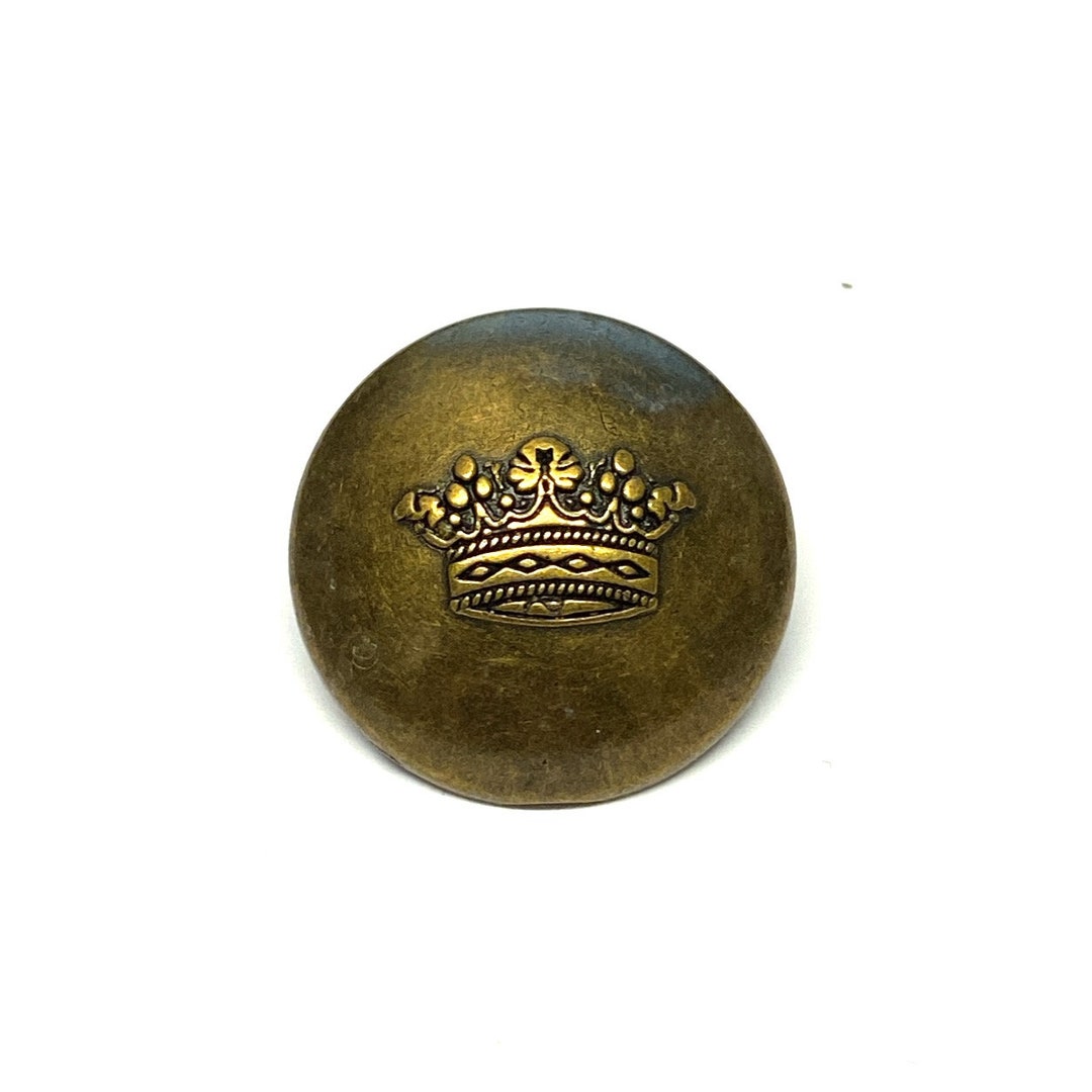 6, Antique Bronze Domed Metal Crown Buttons, Military Buttons, 2 Sizes ...