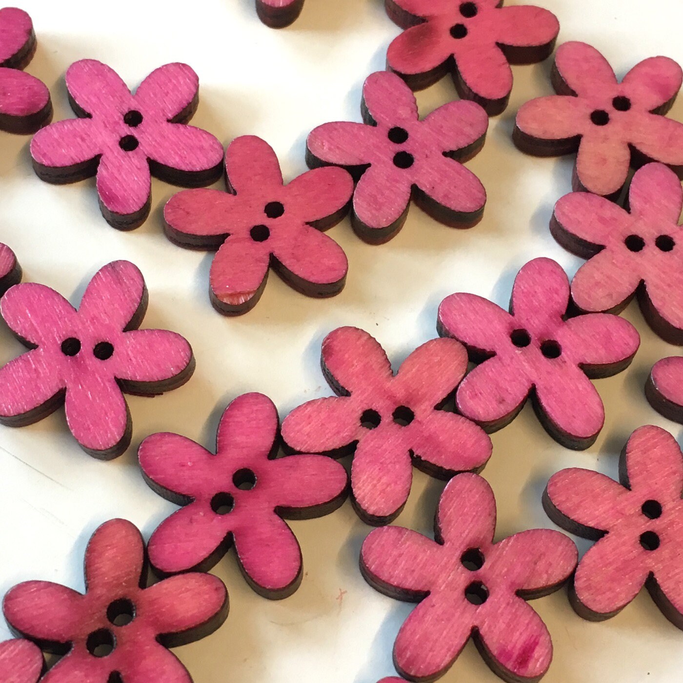Flower Buttons Wooden 20mm Buttons Colourful Flowers Floral Buttons ...