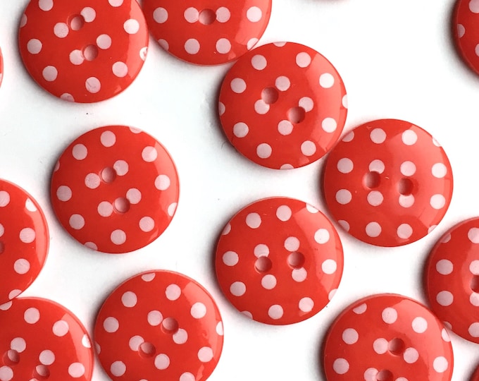 10 Red Spotty Buttons Red Dotty Buttons Red Polka Dot - Etsy