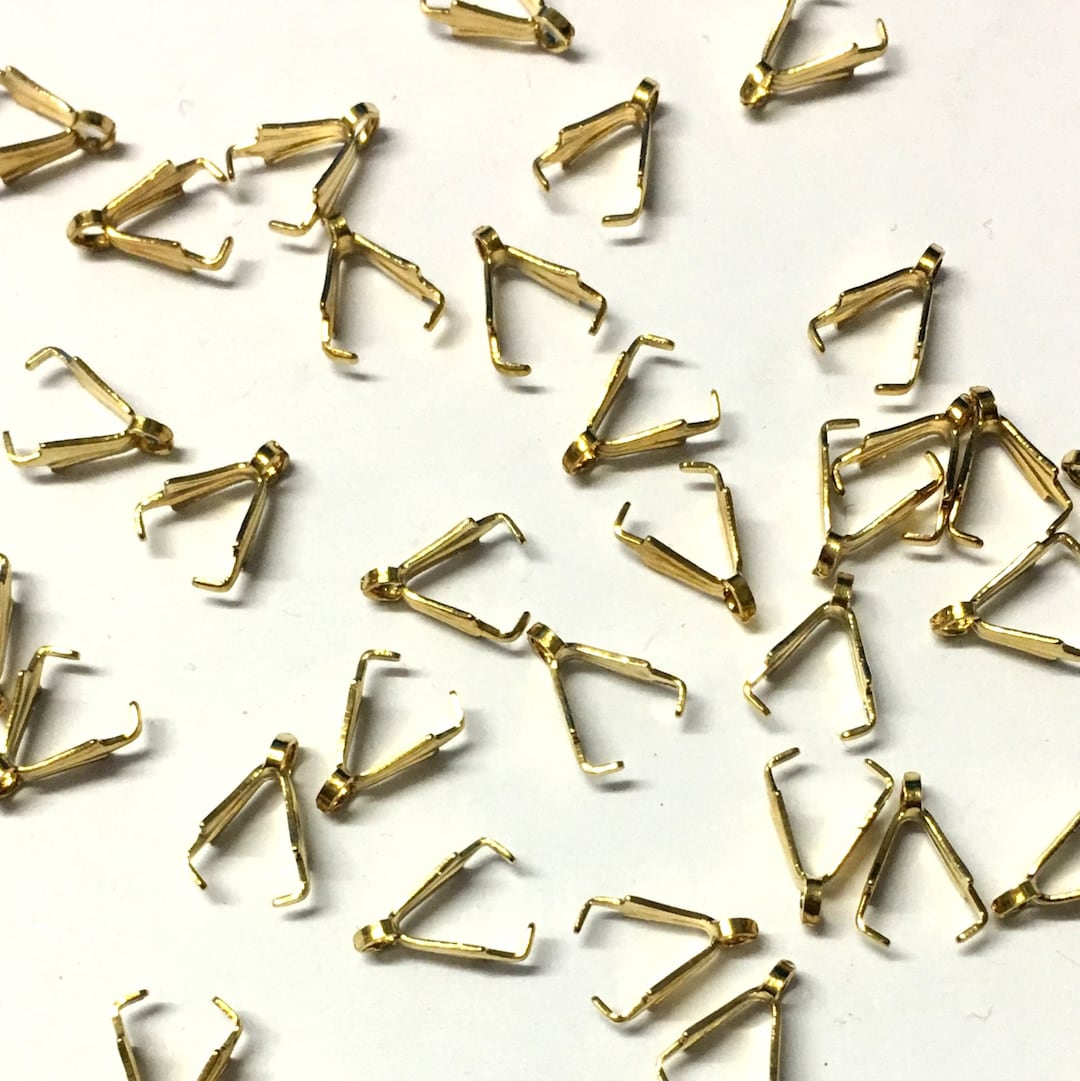40, 8 X 3mm Gold Plated Pinch Bails, Gold Necklace Bails, Gold Pendant ...