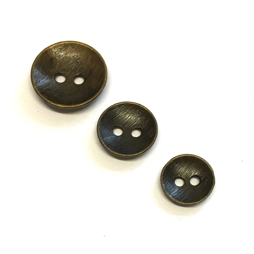 Pack of 6 Aged Bronze Metal Buttons: Etched Curved Italian Buttons - Etsy