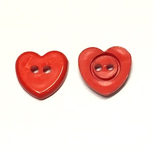10, Red Heart Buttons, Red Buttons, Heart Shaped Buttons, Baby Buttons ...