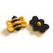 10, 25mm Black and Yellow Bee Shaped Buttons With a Rear Shank, Bumble ...