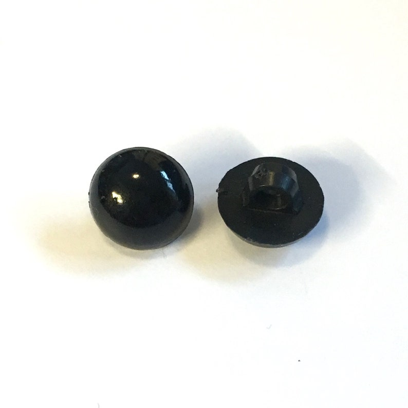 10 Black Buttons Shiny Black Buttons 11mm Buttons Domed - Etsy